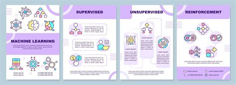 Machine Learning Categories Brochure Template Data Processing Leaflet Design With Linear Icons