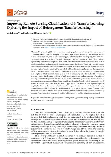 Pdf Improving Remote Sensing Classification With Transfer Learning