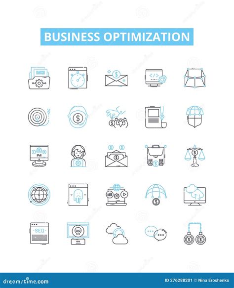 Business Optimization Vector Line Icons Set Optimize Streamline