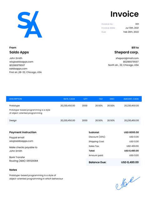 Invoice Generator Create Invoices Online With Invoice Maker By Saldo Apps