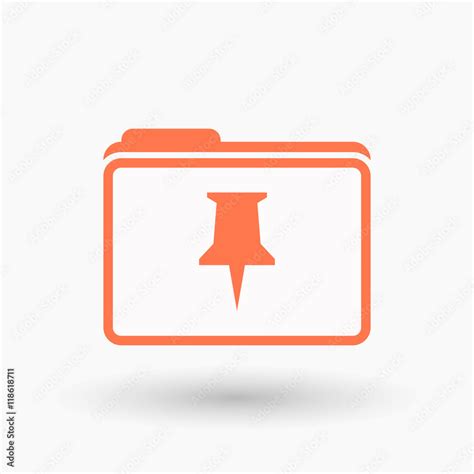 Isolated Line Art Folder Icon With A Push Pin Stock Vector Adobe Stock