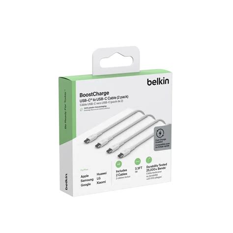 belkin usb c to usb c pvc 1m twin pack white køb billigt på grafical dk