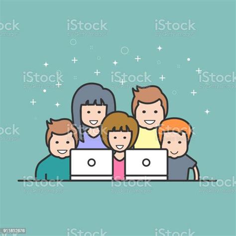 무릎 상판과 음성 거품을 가진 사업 사람들입니다 평면 벡터 일러스트 레이 션 가족에 대한 스톡 벡터 아트 및 기타 이미지 가족 개념 개념과 주제 Istock