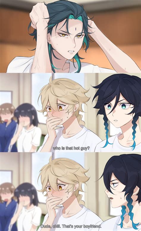 Aether Venti And Xiao Genshin Impact And More Drawn By Hdidwe Danbooru