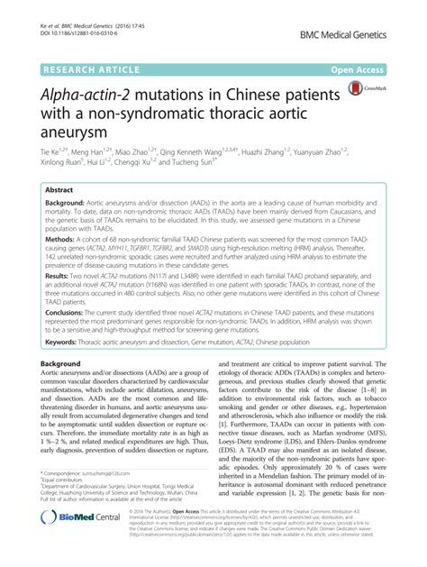 Pdf Alpha Actin 2 Mutations In Chinese Patients With A Non