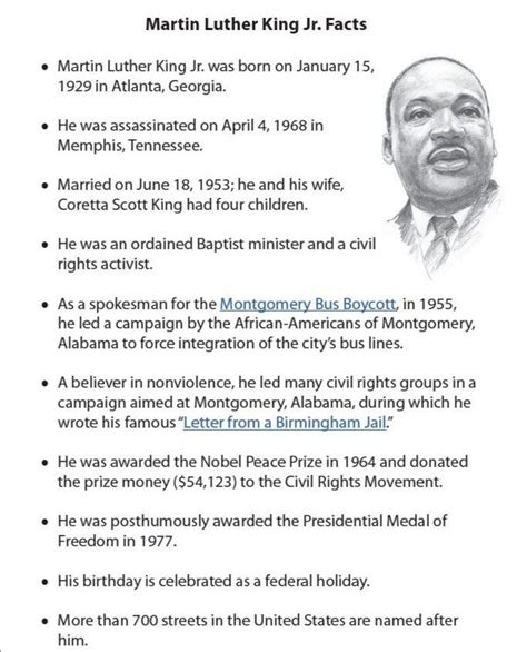 Facts About Dr Martin Luther King Jr Grammatica Inglese Attività Scuola