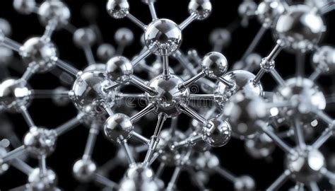 Close Up View Of A Complex Silver Molecule Structure Against A Dark