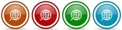 Search Glossy Icons Set Of Modern Design Buttons For Web Internet And Mobile Applications In