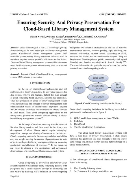 Pdf Ensuring Security And Privacy Preservation For Cloud Based Library Management System