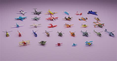 low poly air vehicle pack airplane helicopter 3d air unity asset