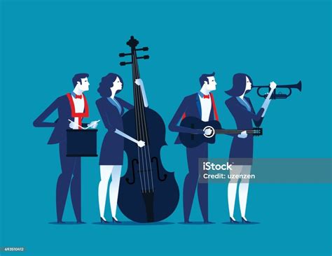 밴드입니다 비즈니스 팀 긴장 컨셉 비즈니스 벡터 일러스트입니다 오케스트라에 대한 스톡 벡터 아트 및 기타 이미지 오케스트라 사업가 여자 Istock