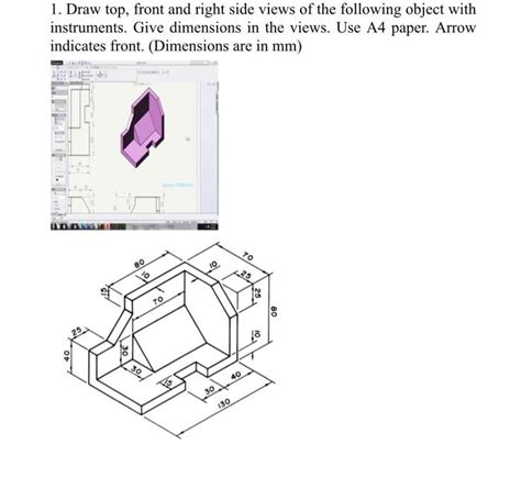 solved draw top front and right side views of the following