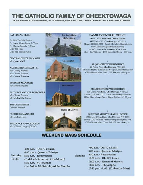 Bulletins Our Lady Help Of Christians St Josaphat Resurrection And