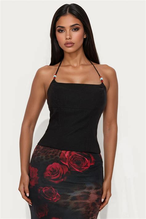 Weekend Getaway Beaded Corset Top Black Fashion Nova