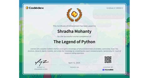 Codédex Certificate Shradha Mohanty