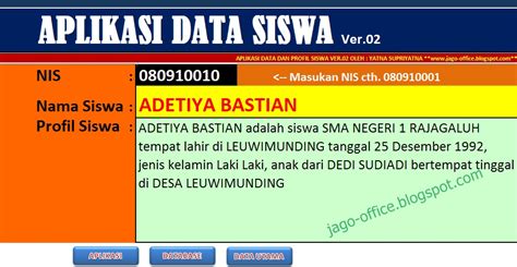 Free Membuat Aplikasi Data Dan Profil Siswa Versi Excel Gratis