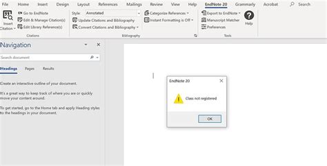 Class Not Registered Error In Endnote 20 Microsoft Word Plug Ins