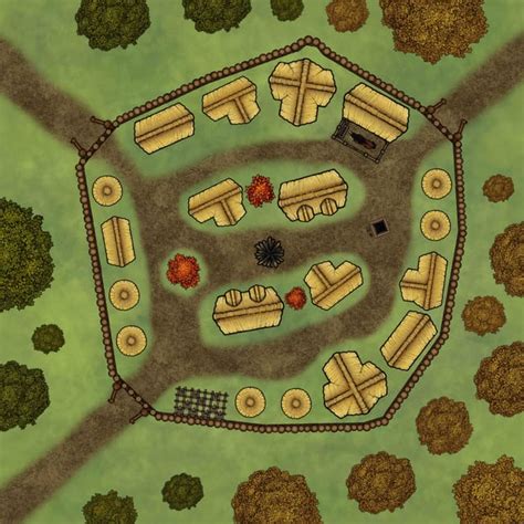 Small Minotaur Village 50x50 With Hostages Rbattlemaps