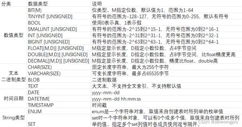 【半夜学习mysql】数据库中的数据类型（含数值类型、文本二进制类型、时间类型、string类型详谈）数据库字段二进制文本 Csdn博客