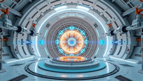 A Clean Energy Reactor Core Inside A Future Power Plant Glowing With Soft Blue And White Pulses