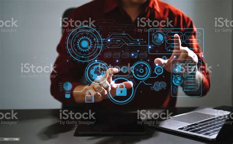 Cyber Security Data Protection Business Working On Compute Intelligenc Digital Tablet Global