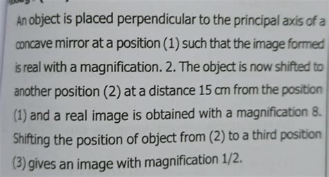 An Object Is Placed Perpendicular To The Principal Axis Of A Concave Mirr