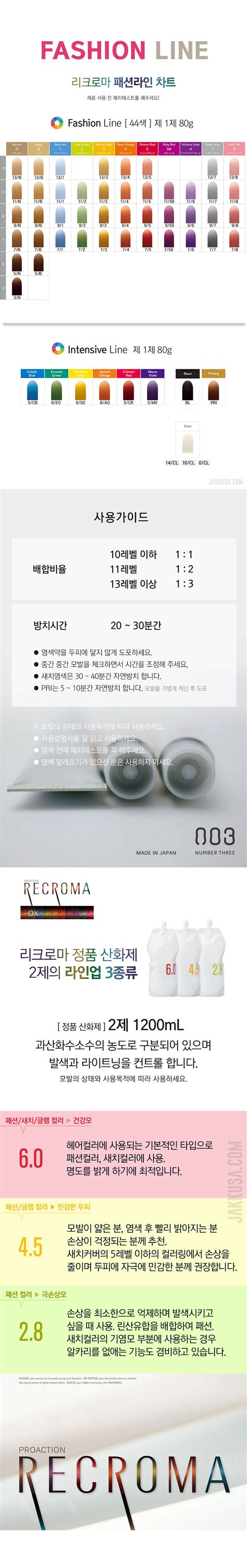 넘버쓰리 리크로마 염색약 80g 인텐시브라인 산화제포함 헤어컬러 염모제 8500원 자꾸사 디비디비