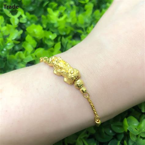 BR-1181 สร้อยข้อมือปี่เซี่ยะ 99.99 (24K) ทั้งเส้น น้ำหนัก 5.23 g. ความ ...
