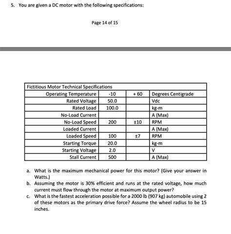 Solved You Are Given A DC Motor With The Following Chegg