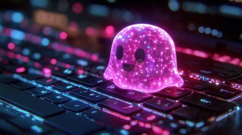 Digital Ghost On Keyboard Stock Illustration Illustration Of Glowing