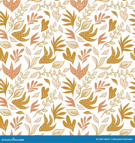Seamless Autumn Pattern Repeating Vector Texture Stylized Autumn Leaves