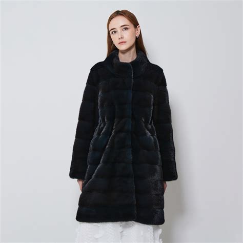 노블 호리젠탈 셔링 밍크 코트 사가 로얄 퀄리티 3개 색상 라프라우 Lafrau