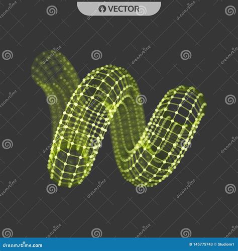 Spiral 3d Vector Wireframe Object Illustration With Connected Lines