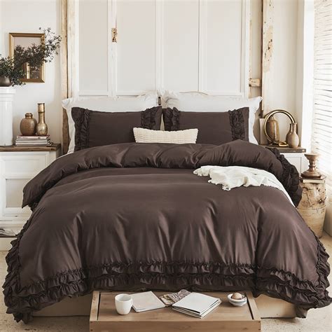 Ruffled Duvet Cover Set Boho Chic Bedding Set Pleat Ruffled Shabby Chic Comforter Cover Extra
