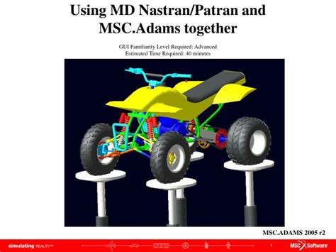 PPT Using MD Nastran Patran And MSC Adams Together GUI Familiarity Level Required Advanced