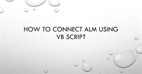 how to connect alm from excel vba