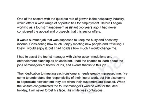 Hospitality Degree Personal Statement Sample Chongcibaba