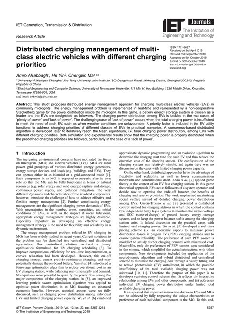 distributed charging management of multi class electric vehicles with