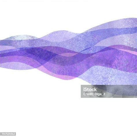 수채화 투명 물결 보라색 라벤더 색 배경 수채화 물감 손으로 그린 파도 그림 가리기에 대한 스톡 벡터 아트 및 기타 이미지 가리기 낙서 드로잉 다중 색상 Istock