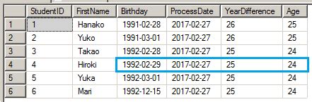 T SQL 誕生日から年齢を取得する 便利なT SQLクエリー集 SQL Server 入門