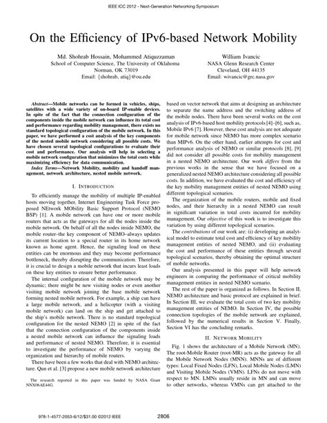 Pdf On The Efficiency Of Ipv6 Based Network Mobility