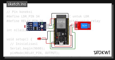 Menghidupkan Led Menggunakan Ldr Dan Relay Wokwi Esp32 Stm32 Arduino Simulator