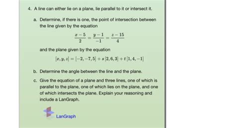 Solved A Line Can Either Lie On A Plane Lie Parallel To Chegg Com