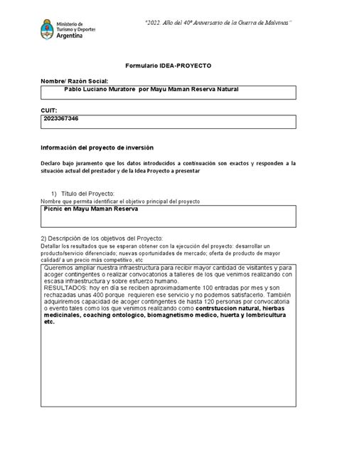 Formulario Idea Proyecto Pdf