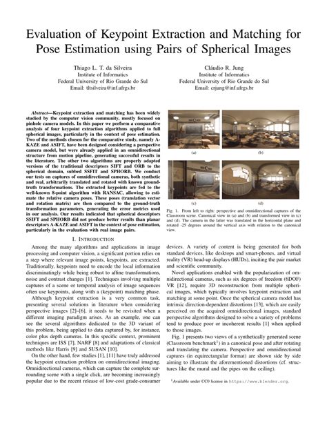 Pdf Evaluation Of Keypoint Extraction And Matching For Pose