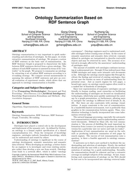 pdf ontology summarization based on rdf sentence graph
