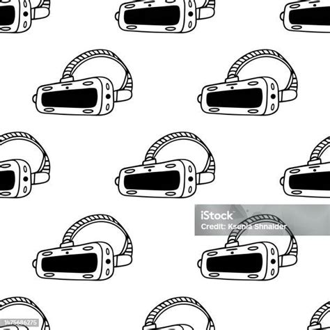 Vr 헤드셋 원활한 벡터 패턴입니다 안경 가상 및 증강 현실의 헬멧 현대 기술 엔터테인먼트 장치 게임 3d보기 배경 화면