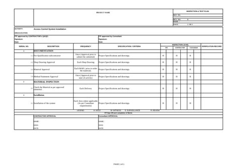 Itp For Access Control System Installation Pdf