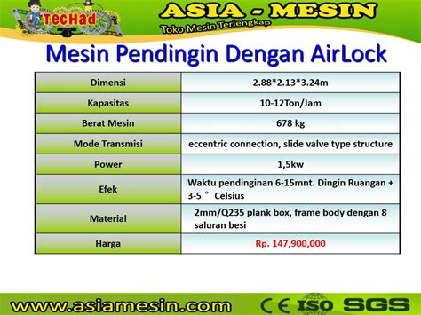 Mesin Pendingin Dengan Air Lock Asia Mesin