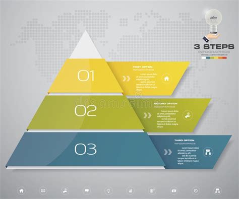 3 Steps Pyramid With Free Space For Text On Each Level Infographics Presentations Or